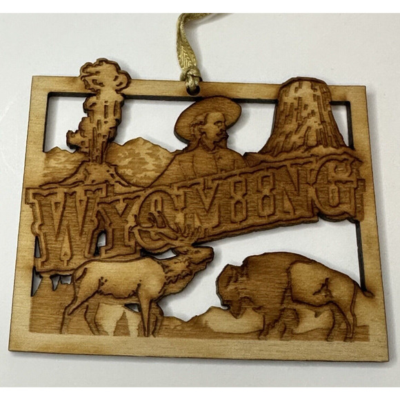 Unbranded | Holiday | Vintage Wood Engraved 3 Wyoming 988 Ornament ...